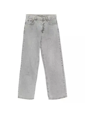 Palm Angels Logo-print Wide-leg Jeans - Grey