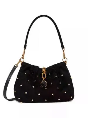 Etro Small Vela Blossom Bag In Suede With Jewel Studs - Black