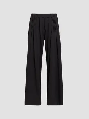 Dries Van Noten Hamesa Cotton Pleated Wide-leg Pants - Black