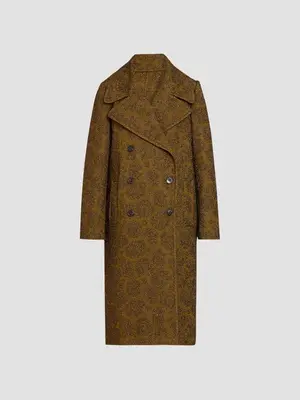 Dries Van Noten Riani Metallic Jacquard Coat - Khaki