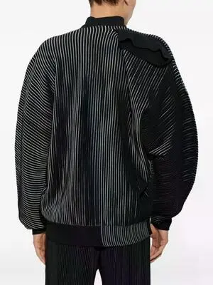 Issey Miyake In The Shadow Pleated Pinstripe-pattern Cardigan