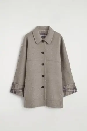 Cos Reversible Checked Double-faced Wool-blend Coat - Beige