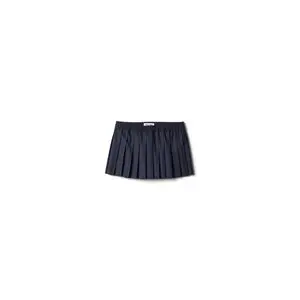 Miu Miu Pleated Pinstriped Wool Miniskirt - Navy