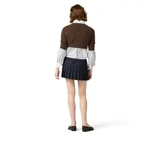 Miu Miu Pleated Pinstriped Wool Miniskirt