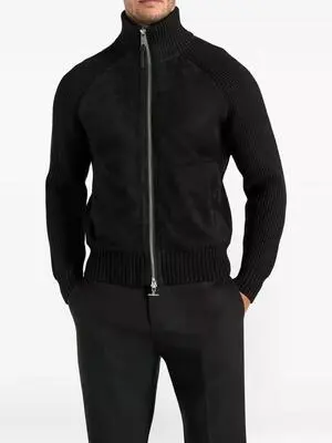 Manière De Voir Rami In Suede & Knit Jacket - Black