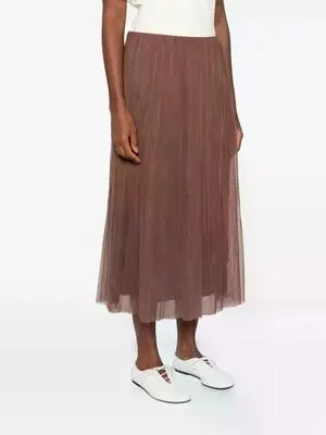 BETTY BARCLAY Pleated Mesh Midi Skirt