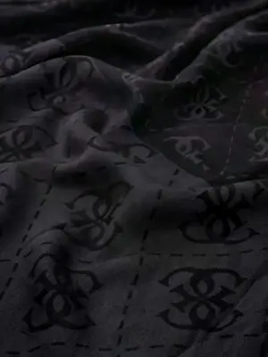 Guess Lindsey Kefiah Logo-jacquard Diamond-pattern Scarf - Black