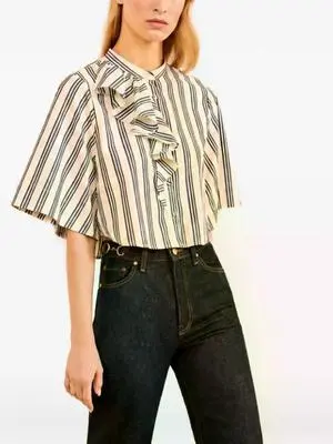 Ulla Johnson Perrine Ruffled Striped Shirt - Neutrals