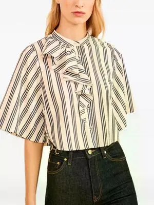 Ulla Johnson Perrine Ruffled Striped Shirt