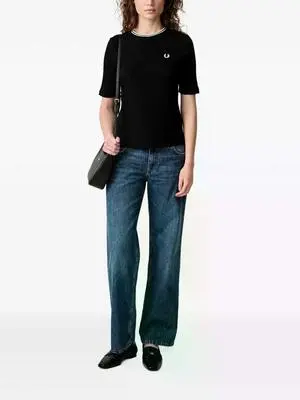 Fred Perry Logo-embroidered T-shirt - Black
