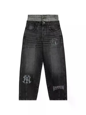 BARROW Double-waistband Logo-print Jeans