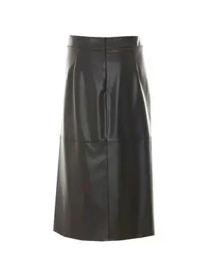 RUE DU BAC Faux-leather Midi Skirt - Brown