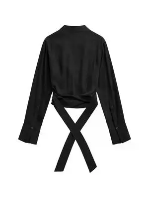 THOM KROM Wrap-style Cropped Shirt - Black