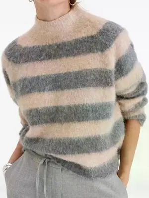 BIANCALANCIA Striped Mohair-blend Sweater - Neutrals