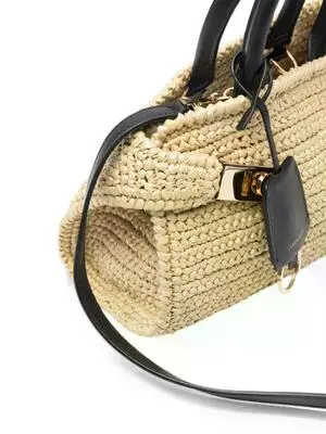 FERRAGAMO Mini Hug Woven Tote Bag - Neutrals