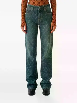 MARINE SERRE Moon Laser Dark Wash Denim Straight Jeans