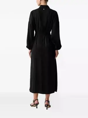 MOS MOSH Pleated-waist Long-sleeve Maxi Dress