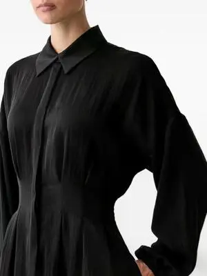 MOS MOSH Pleated-waist Long-sleeve Maxi Dress
