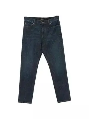 Zegna Logo-patch Straight-leg Jeans - Blue