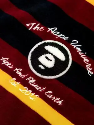 AAPE BY *A BATHING APE Moonface Embroidered Velour Polo Shirt