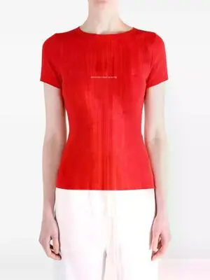 Alexander Wang Jacquard Logo Short Sleeve Crew-neck Top - Red