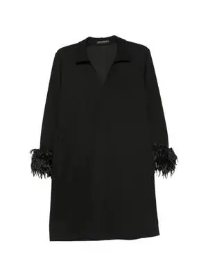 BETTY BARCLAY Feather-trim Spread-collar Mini Dress