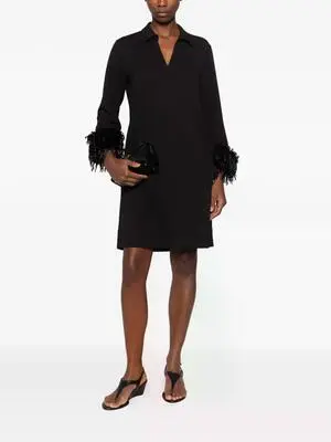 BETTY BARCLAY Feather-trim Spread-collar Mini Dress