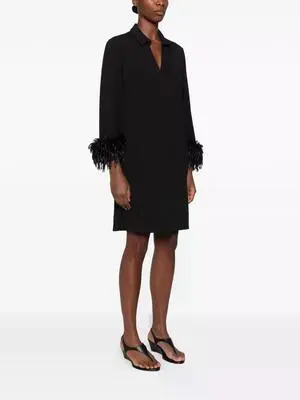 BETTY BARCLAY Feather-trim Spread-collar Mini Dress