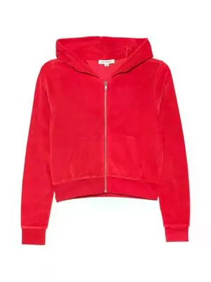 Sporty & Rich Logo-embroidered Velour Hoodie - Red