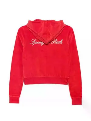 Sporty & Rich Logo-embroidered Velour Hoodie