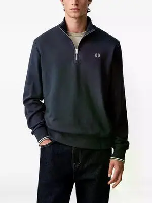 Fred Perry Half-zip Logo-embroidered Sweatshirt - Blue