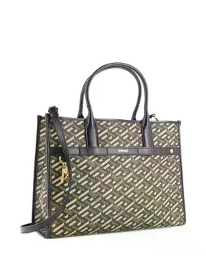 Versace Top Handle La Greca Signature Coated Canvas Medium Tote Bag