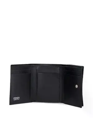 Fendi Mini Tube Trifold Crackled-leather Compact Wallet