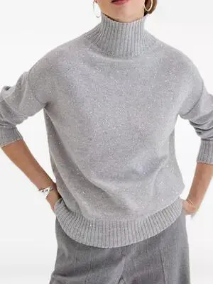 BIANCALANCIA Sequin-embellished High-neck Sweater - Grey