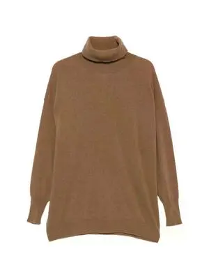 Laboratorio Capri Roll-neck Drop-shoulder Sweater - Brown