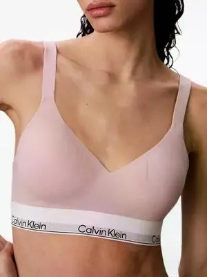 Calvin Klein Logo-tape Triangle-cups Bra - Pink
