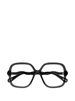 Chloé Wavy-arm Square-frame Glasses - Black