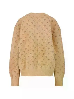 MARINE SERRE Fluffy Moon Jacquard Knit Long Sleeves Cardigan