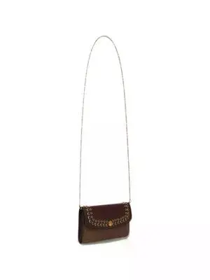 Etro Arnica Wallet With Shoulder Strap, Leather Flap And Studs - Brown