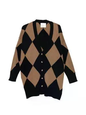 Laboratorio Capri Argyle-intarsia Oversized Cardigan - Neutrals