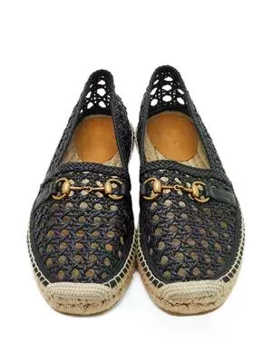 Gucci Horsebit Woven Leather Espadrilles