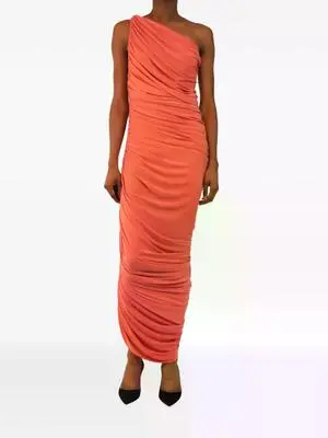 Norma Kamali Ruched One-shoulder Maxi Dress - Pink