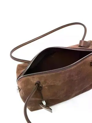 Max Mara Square Boston Bag In Split Leather And Leather Cocoa