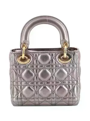 Dior Lady Chain Bag Cannage Quilt Lambskin Mini Satchel - Metallic