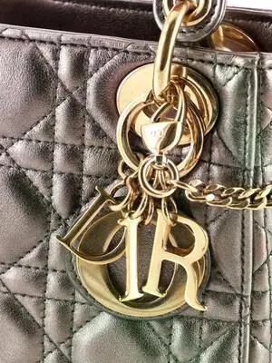 Dior Lady Chain Bag Cannage Quilt Lambskin Mini Satchel - Metallic