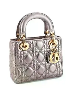 Dior Lady Chain Bag Cannage Quilt Lambskin Mini Satchel - Metallic