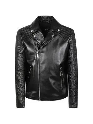 John Richmond Quilted-detail Leather Jacket - Black