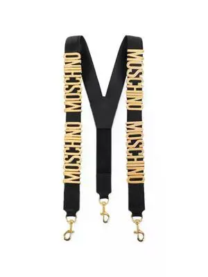 Moschino Logo-lettering Leather Braces - Black