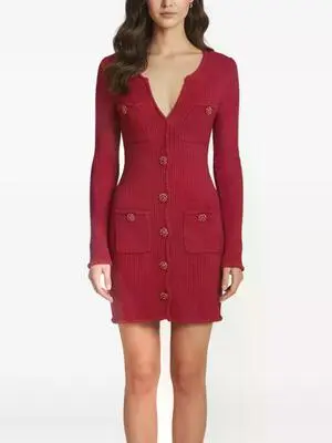 SELF-PORTRAIT Melange Knit Mini Dress - Red