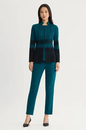 Ming Wang Two Toned Flat Knit Jacket